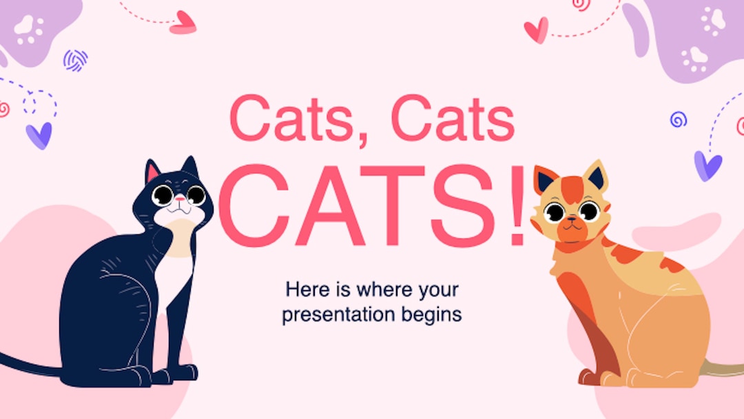 Plantilla de presentación de PowerPoint con temática de gatos: diseños ...
