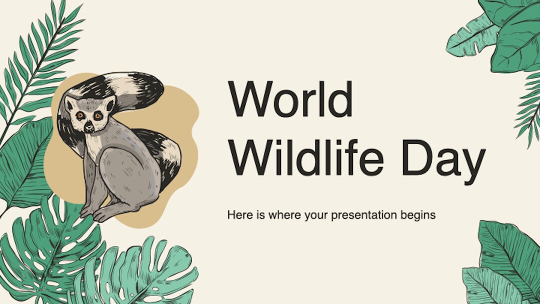 Nature's Palette: Illustrated Wildlife Presentation Template - Etsy