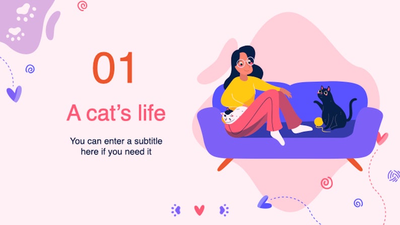 Whimsical Cat-themed Powerpoint Presentation Template Fun & Colorful ...