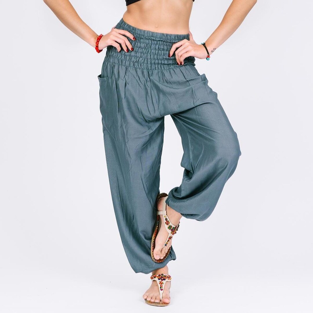 Boho Harem Pants: Unisex Smock Waist Rayon Trousers - Etsy