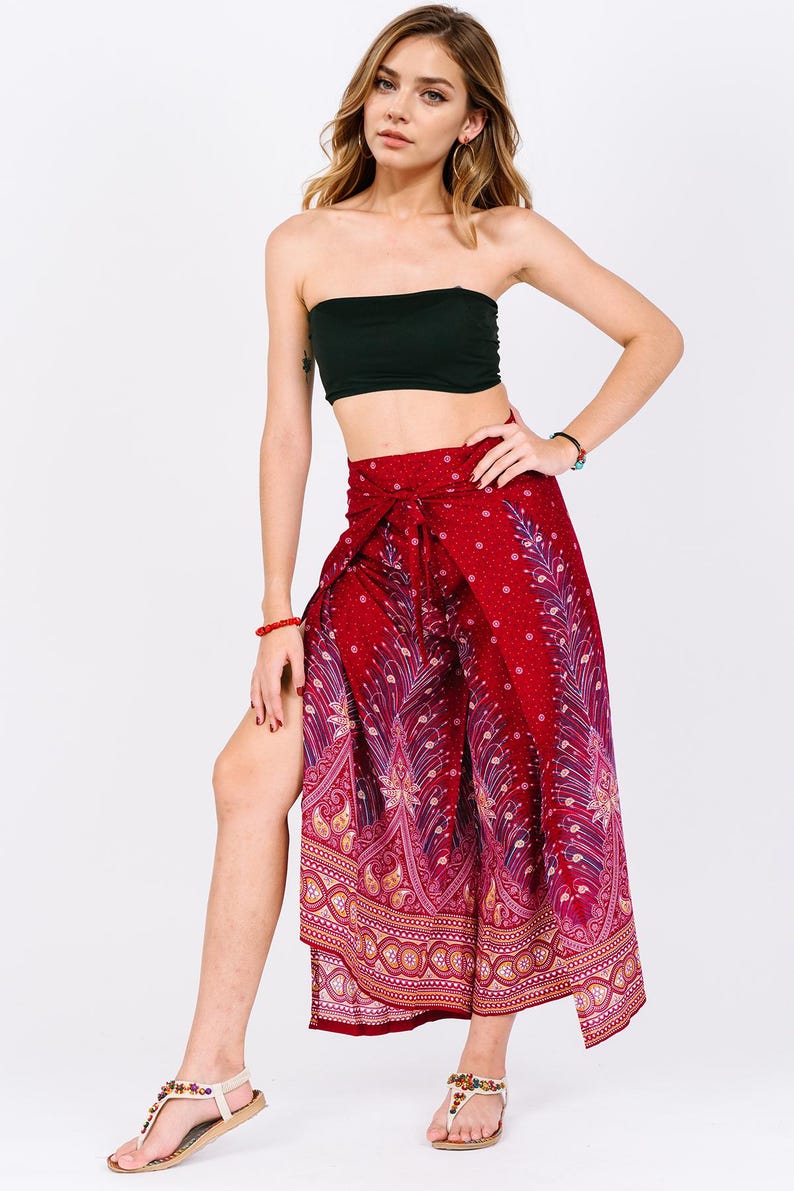 Rayon Sarong Wrap Palazzo Pants: Bohemian Yoga Trousers - Etsy