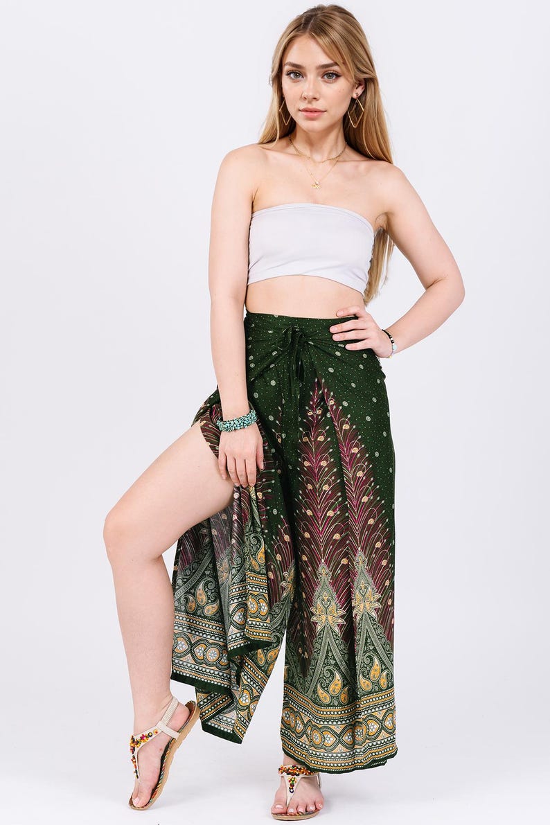 Rayon Sarong Wrap Palazzo Pants: Bohemian Yoga Trousers - Etsy