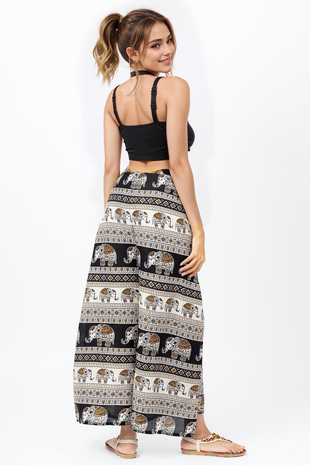 Boho Palazzo Wrap Pants: Flowy Wide Leg Trousers, Festival Style - Etsy
