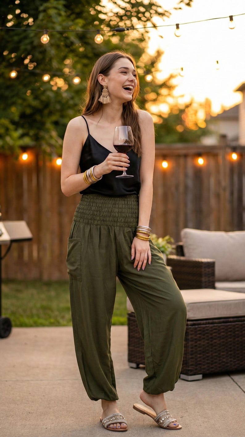 Plain Army Green Boho Harem Pants Rayon Yoga Loungewear - Etsy
