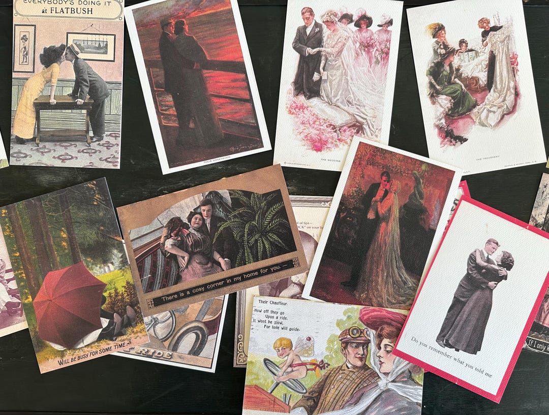Romantic Vintage-inspired Postcard Set - Etsy