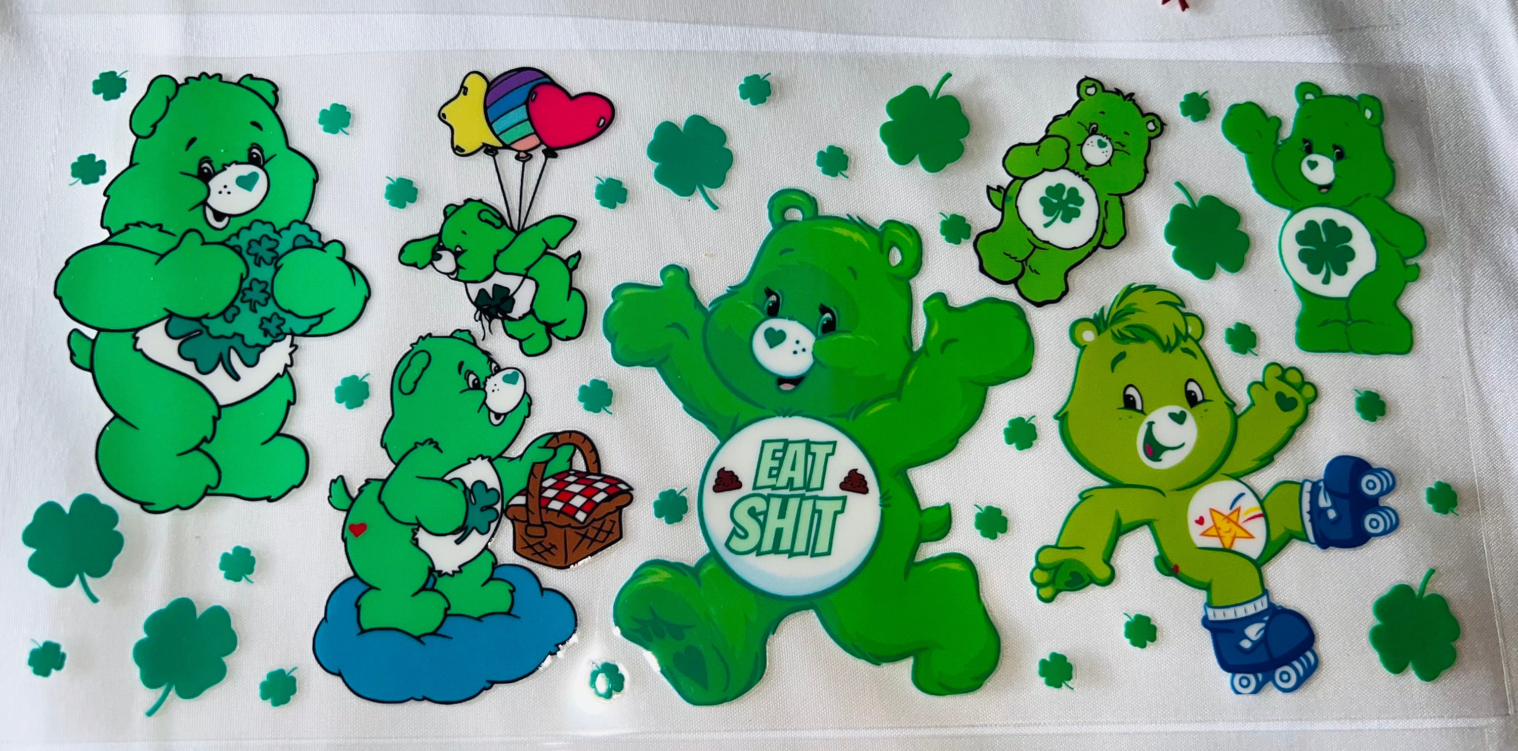 Swear Bear Care Bears UV DTF WRAPS 16 Oz Wrap Size Bad Word Bears Uv ...