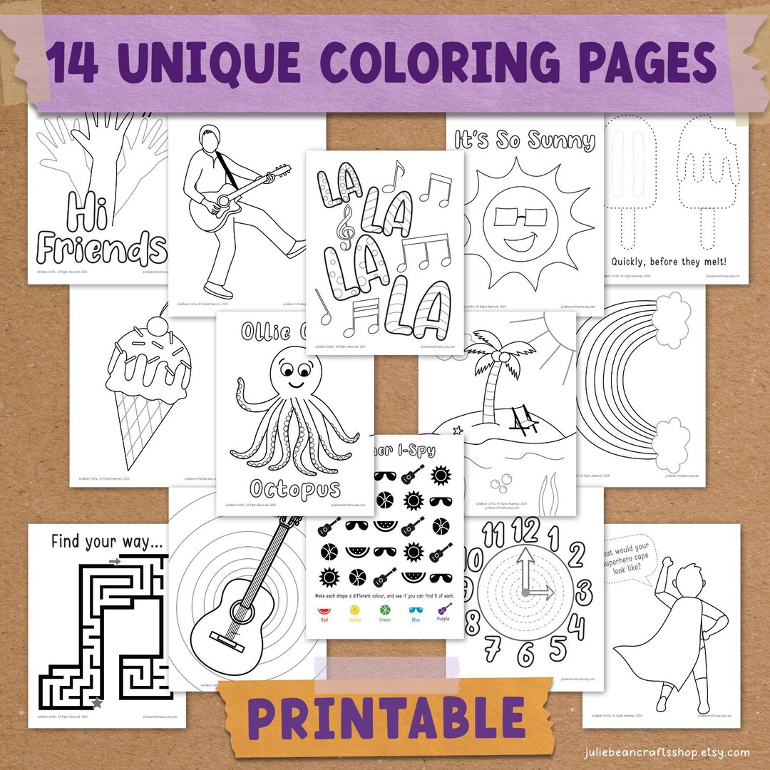 Printable Kids Coloring & Activity Book – "it's so Sunny" Fun Music and ...
