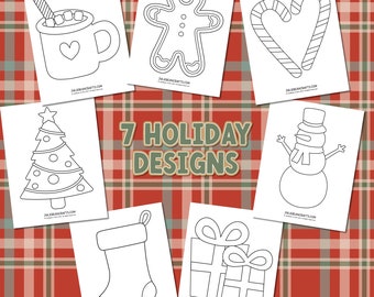 Cute Xmas Coloring Pages 150 Holiday Coloring Bundle Digital Printable ...