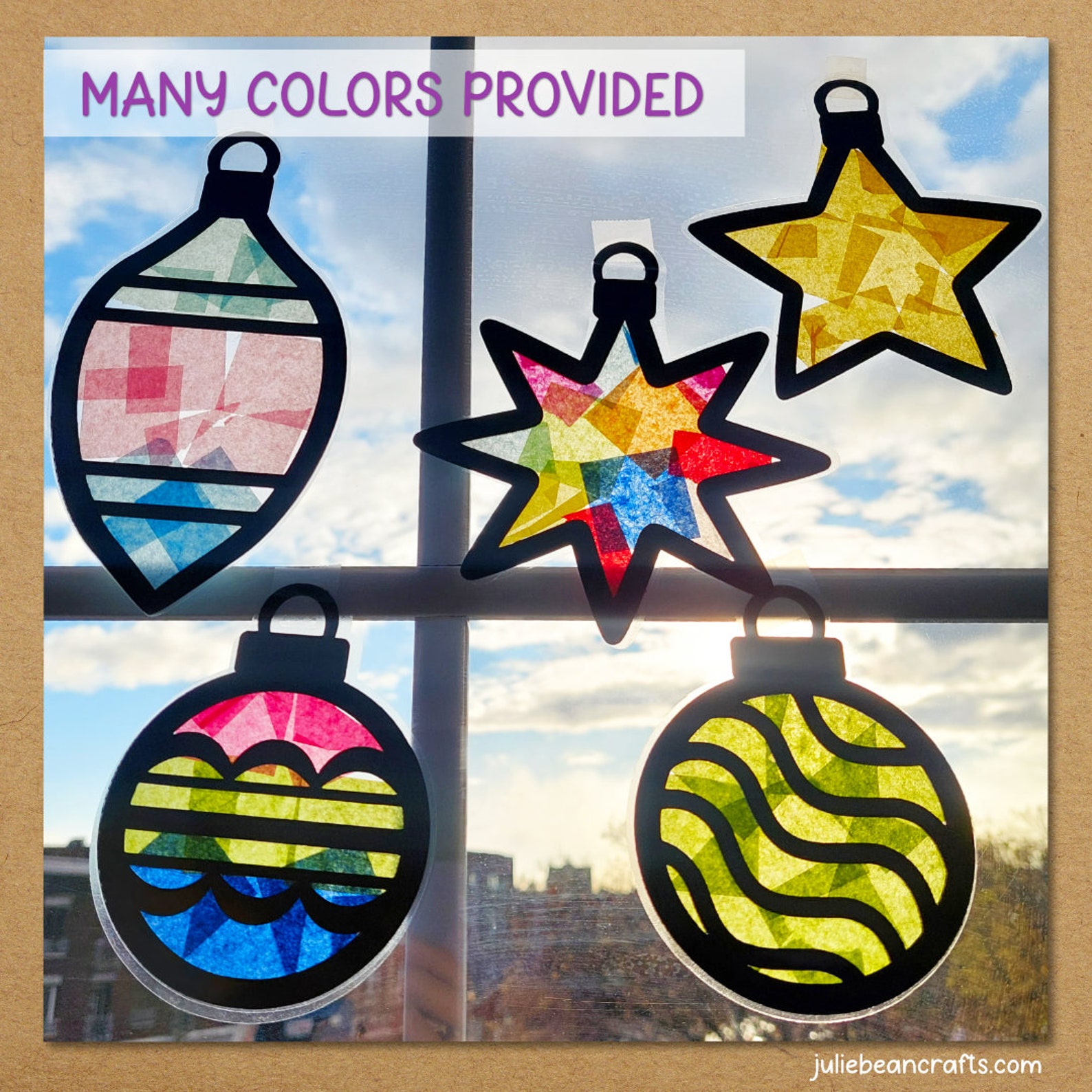Christmas Ornament Sun-catcher Craft Kit for Kids – DIY Holiday Window ...
