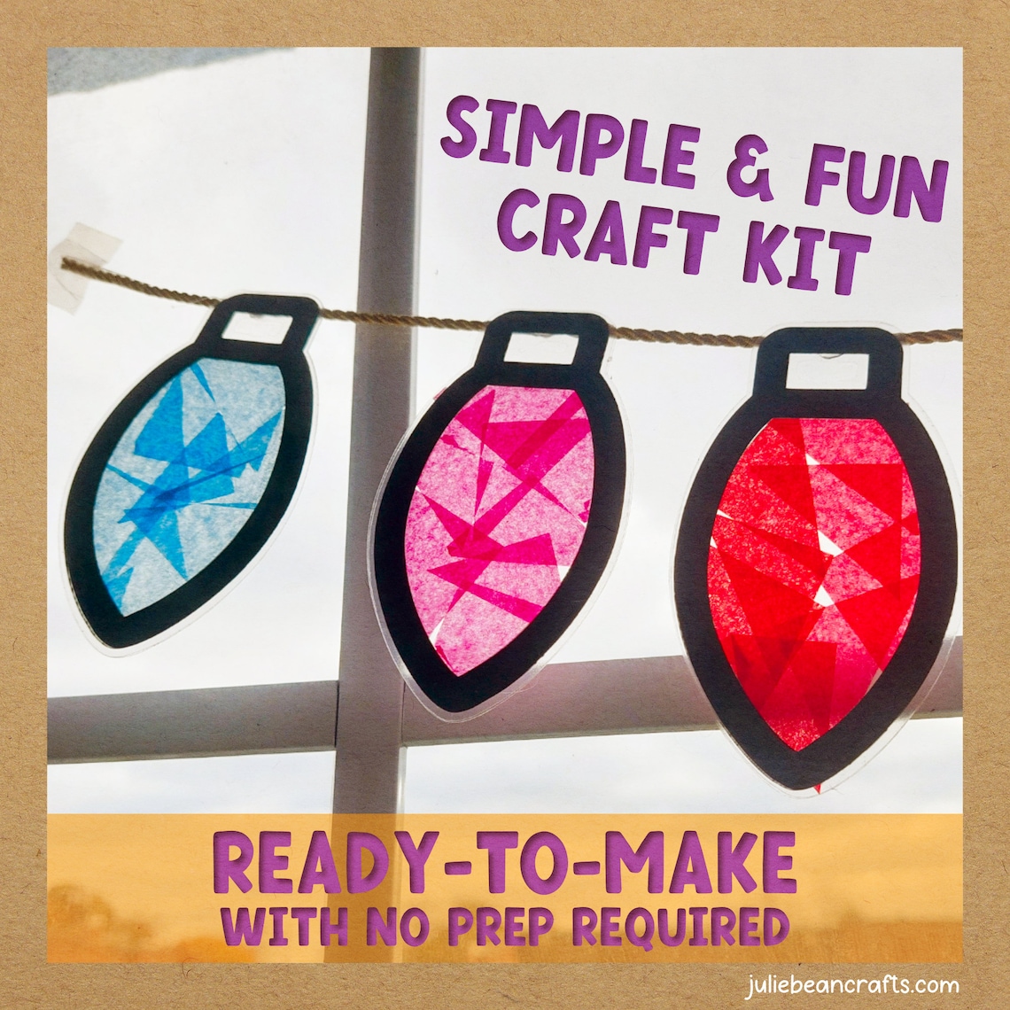 Christmas Lights Sun-catcher Craft Kit for Kids – DIY Holiday ...