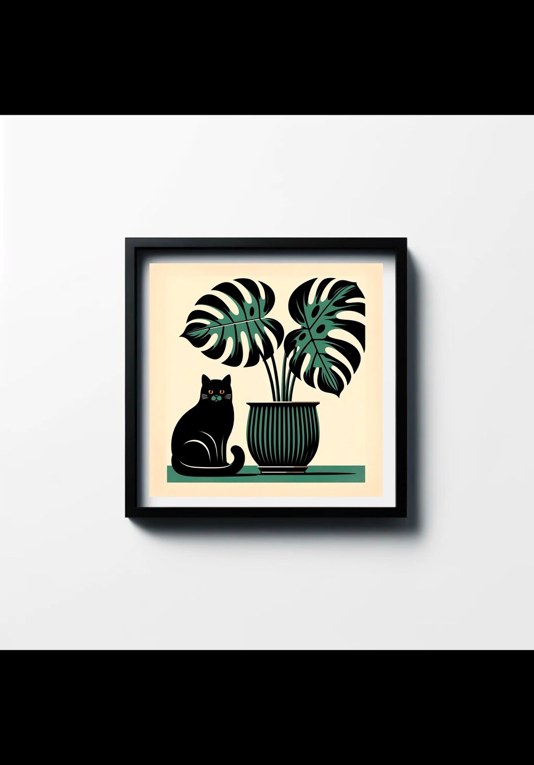 Monstera Cat Art Print - Etsy