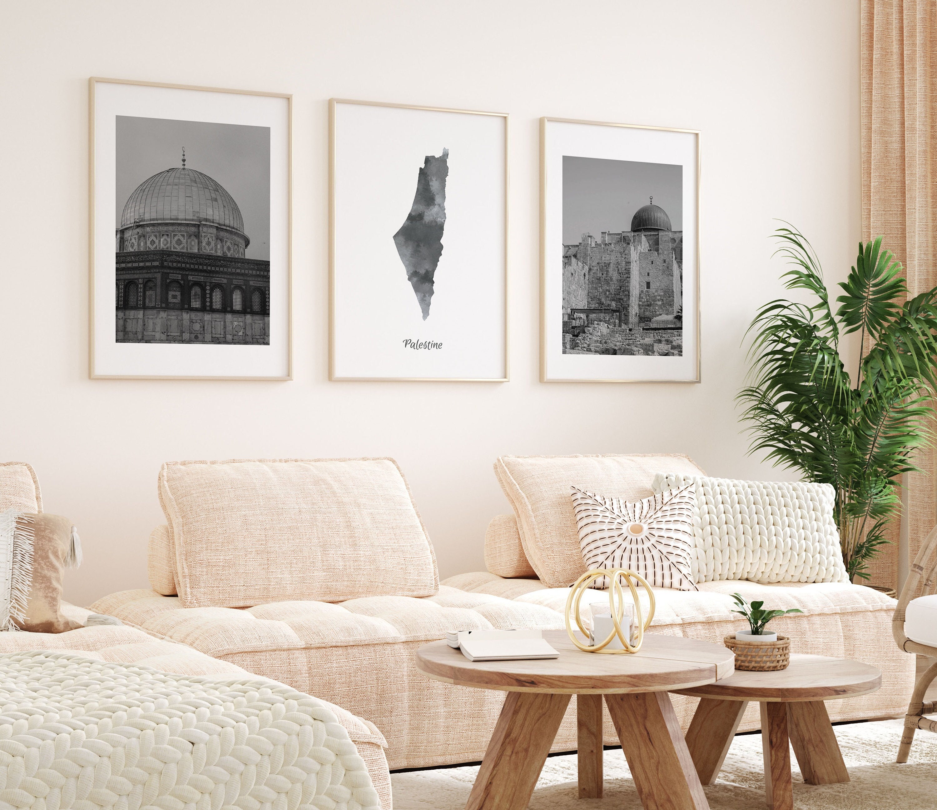 Palestine Map Wall Art Set, Watercolor Poster, Islamic Home Decor, Al ...