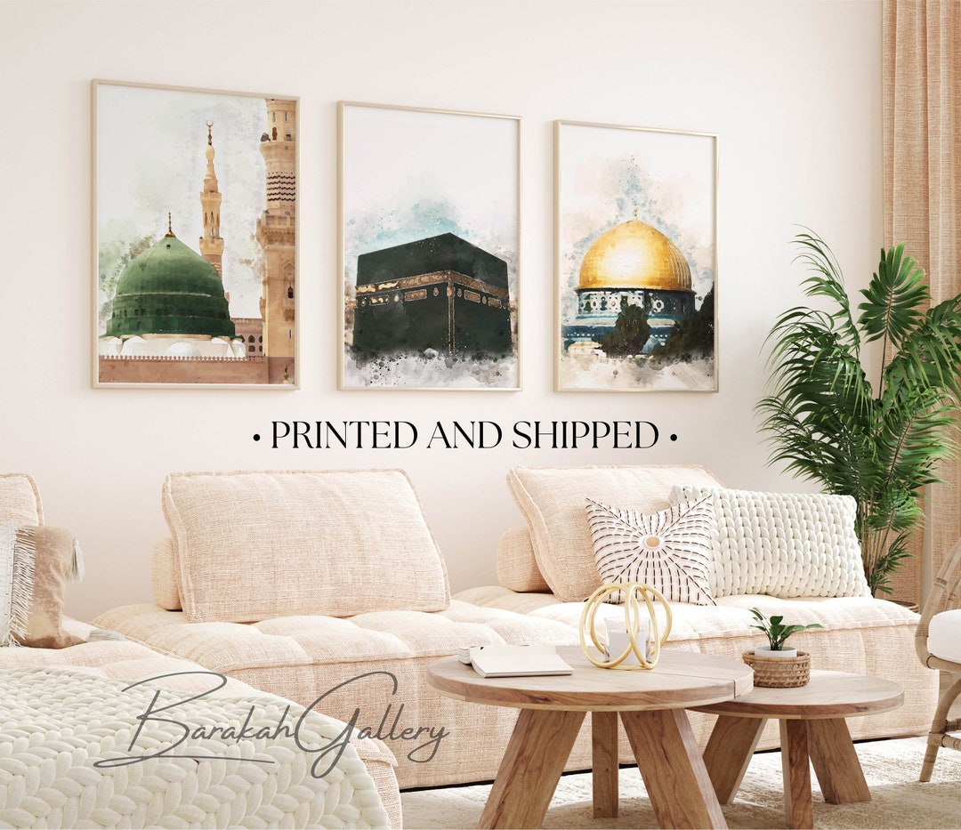 Islamic Poster Set, Kaaba Mecca Painting, Islamic Wall Art, Masjid ...