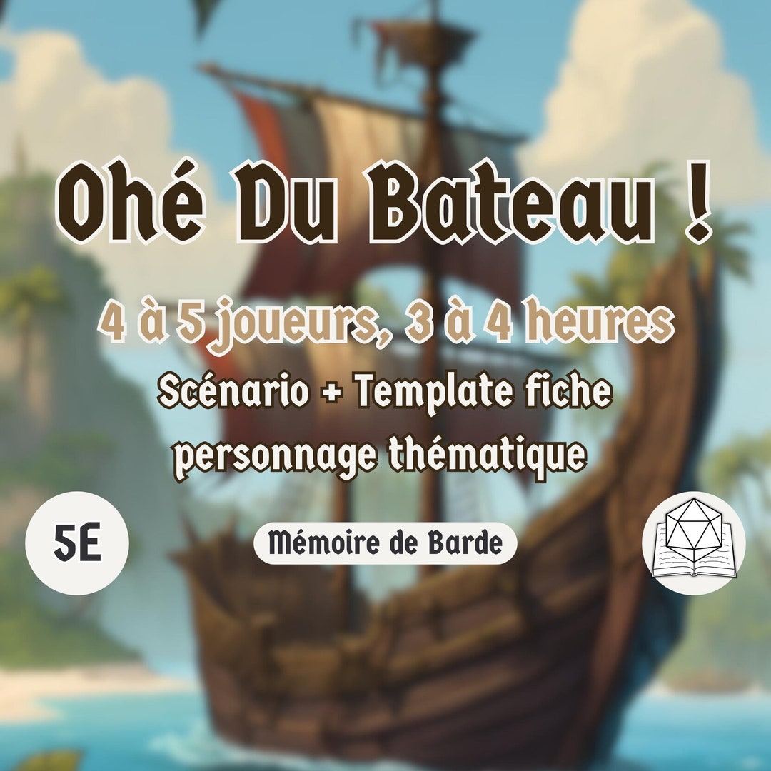 Oneshot 5E: Ahoy Boat Scenario Pack Thematic Character Sheet Template ...