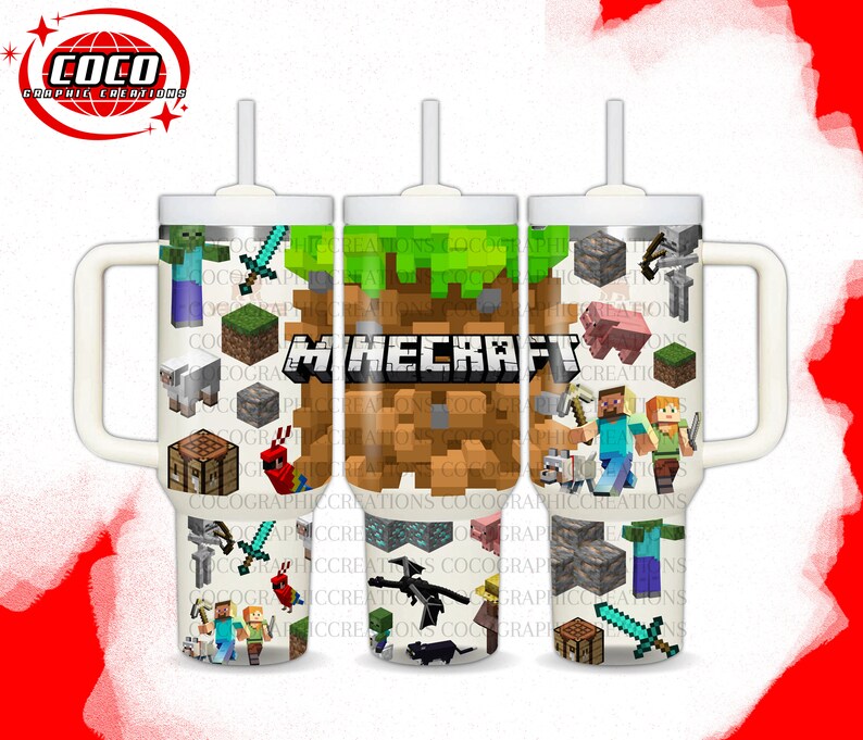 Minecraft 40oz Tumbler Wrap Minecraft 2 Piece Top/bottom PNG Digital ...