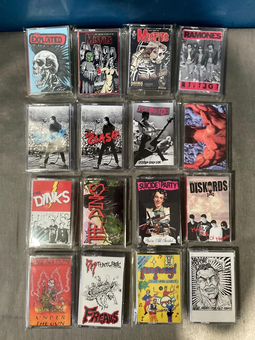 16 Punk Rock Cassette Tapes. the Misfits, Exploited, the Clash, Ramones ...