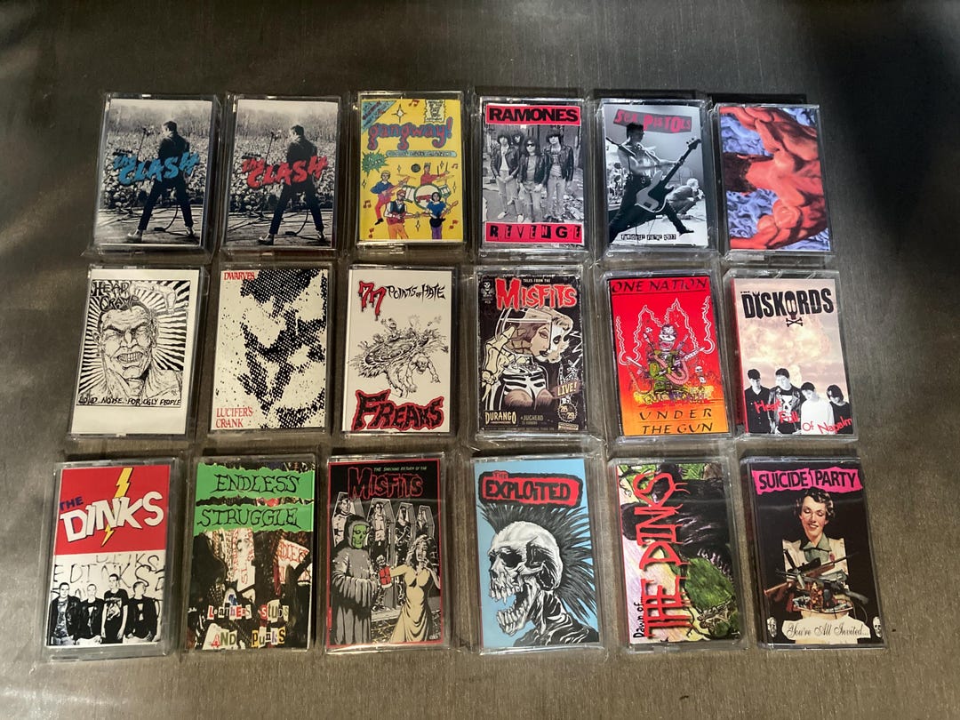 18 Punk Rock Cassette Tapes. the Misfits, Exploited, the Clash, Ramones ...
