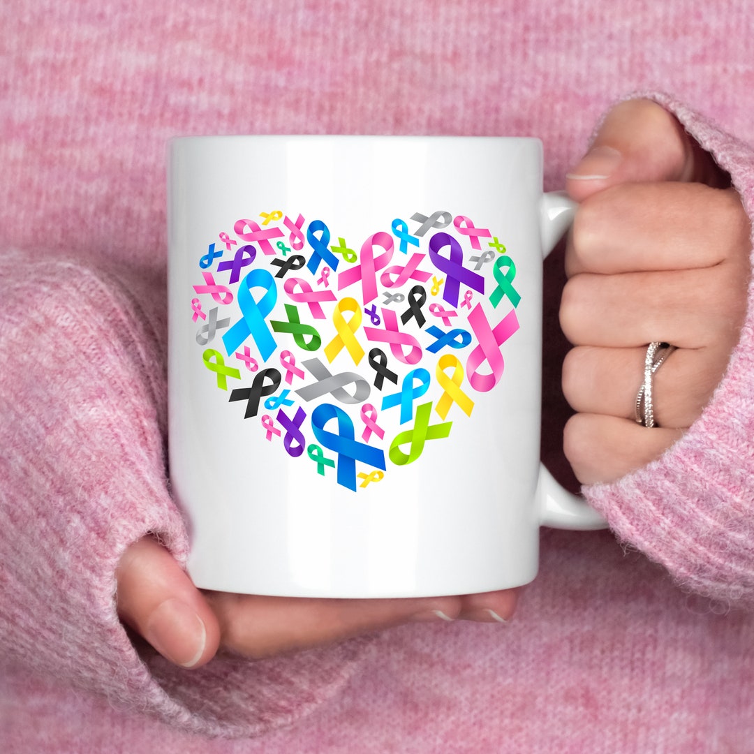 Cancer Ribbon Coffee Mug, Breast Cancer, Breast Cancer Awareness ...