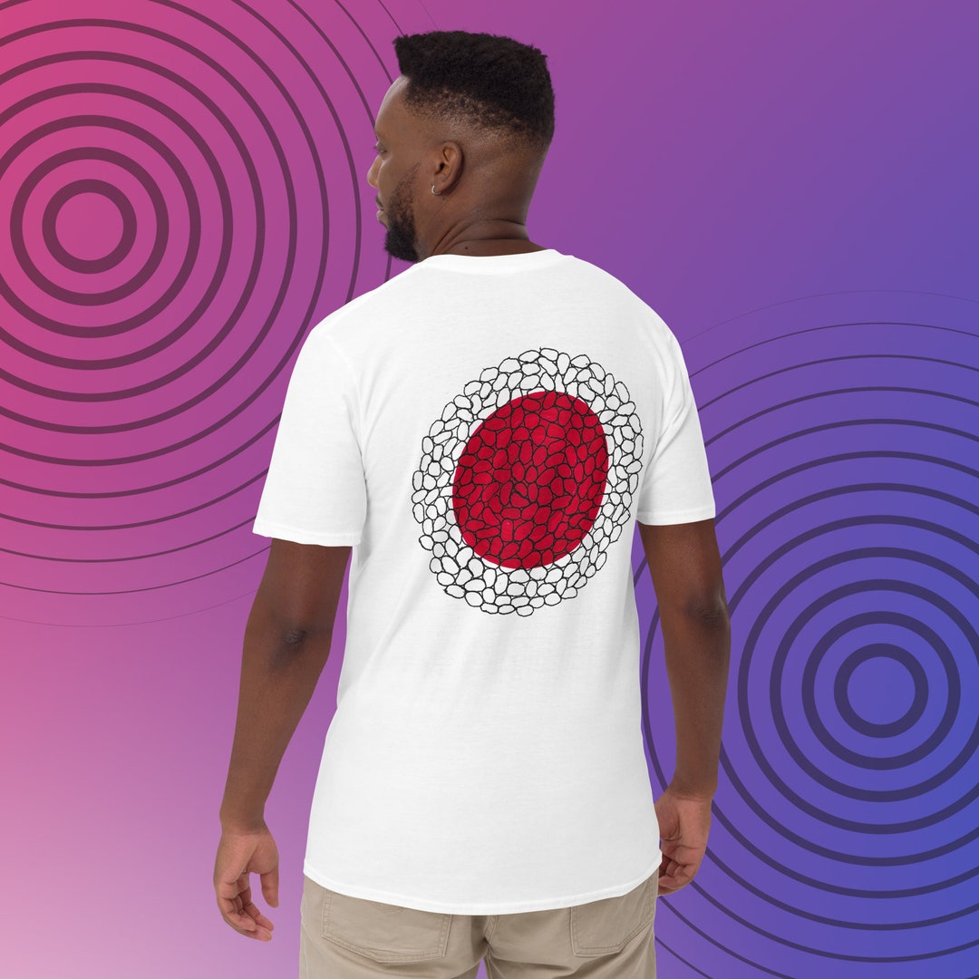 INITIATION, Red Bindu Net Unisex Slim White T-shirt, Line Art Shirt ...