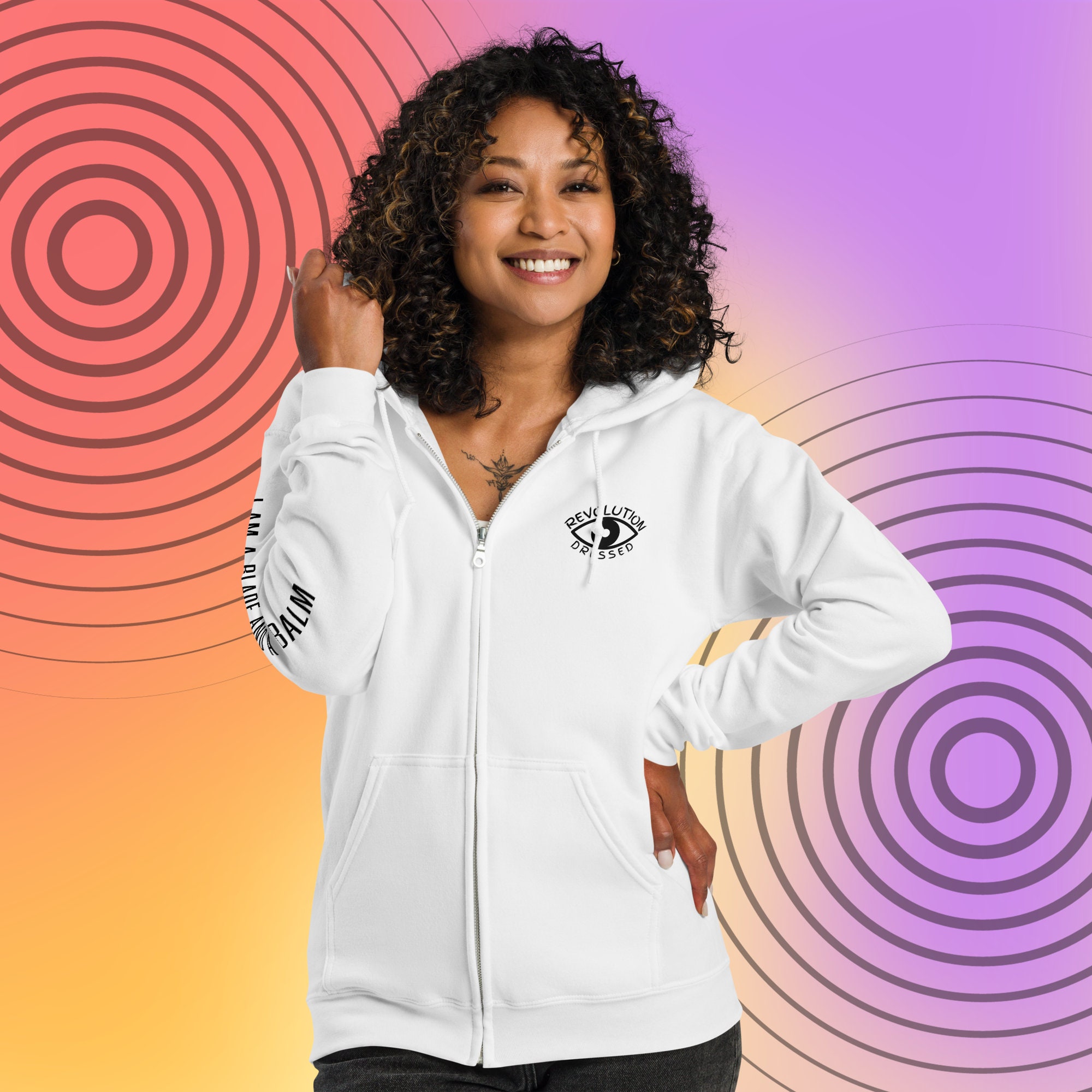 INITIATION, Red Bindu Net Unisex Full Zip Hoodie, Line Art Sweatshirt ...