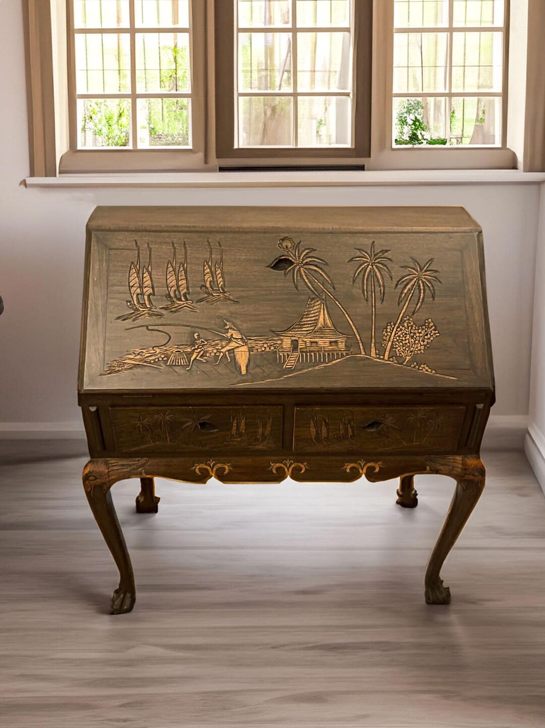 Vintage Oriental Writing Desk/bureau - Etsy UK