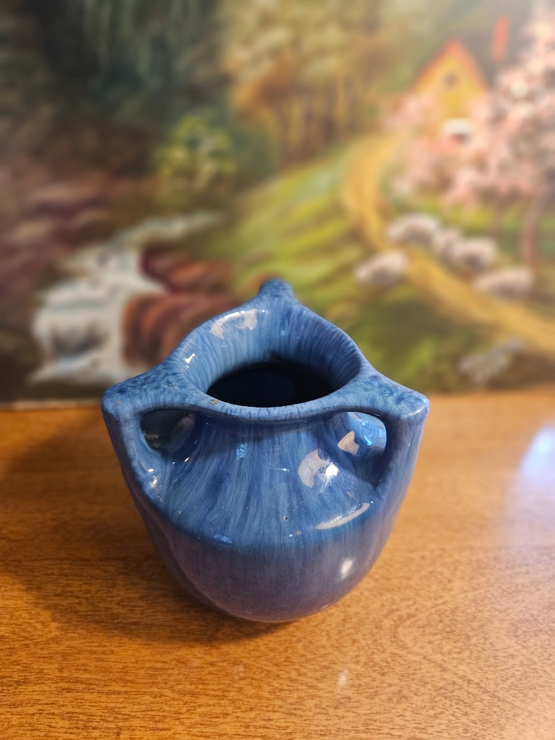 Vintage Blue Drip Glazed Vase, French Style Home, Blue Vase, Vintage ...