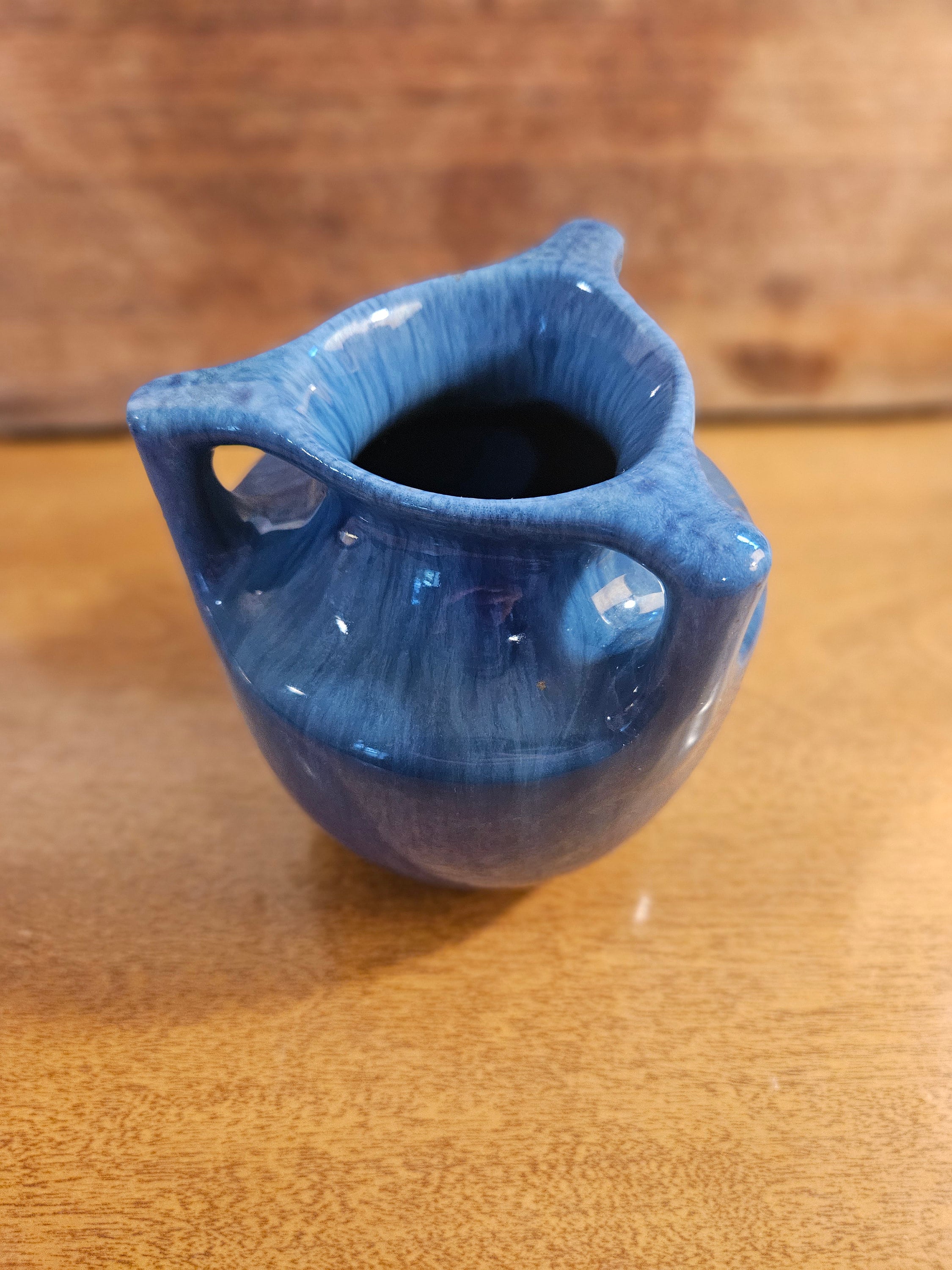 Vintage Blue Drip Glazed Vase, French Style Home, Blue Vase, Vintage ...