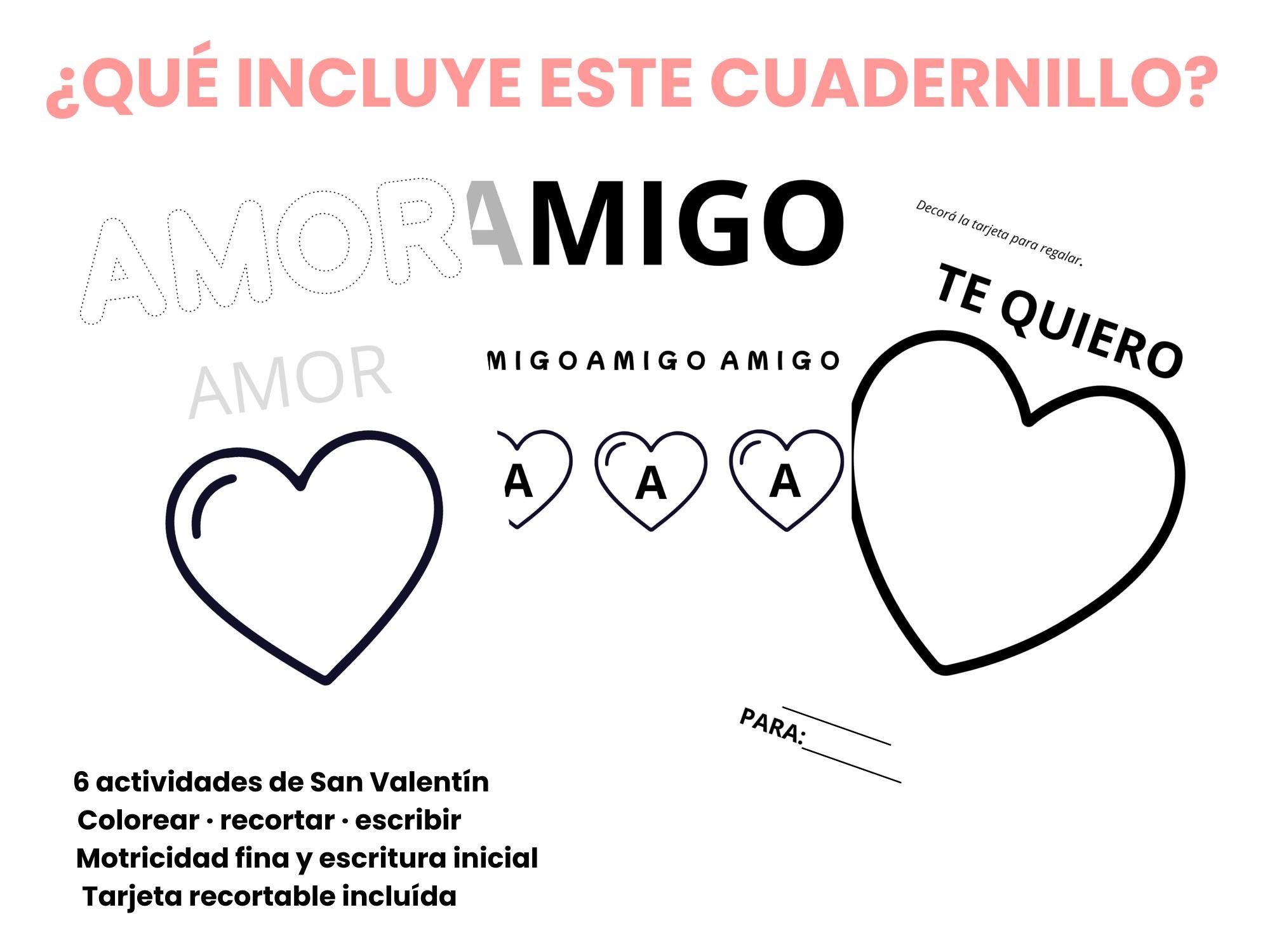 Cuadernillo San Valentín imprimible | Motricidad fina y escritura ...