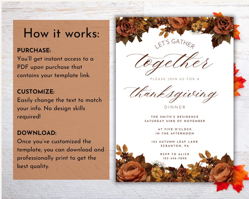 Thanksgiving Dinner Invitation, Friendsgiving Invitation, Let's Give ...