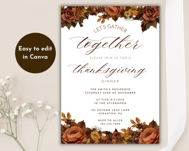 Thanksgiving Dinner Invitation, Friendsgiving Invitation, Let's Give ...