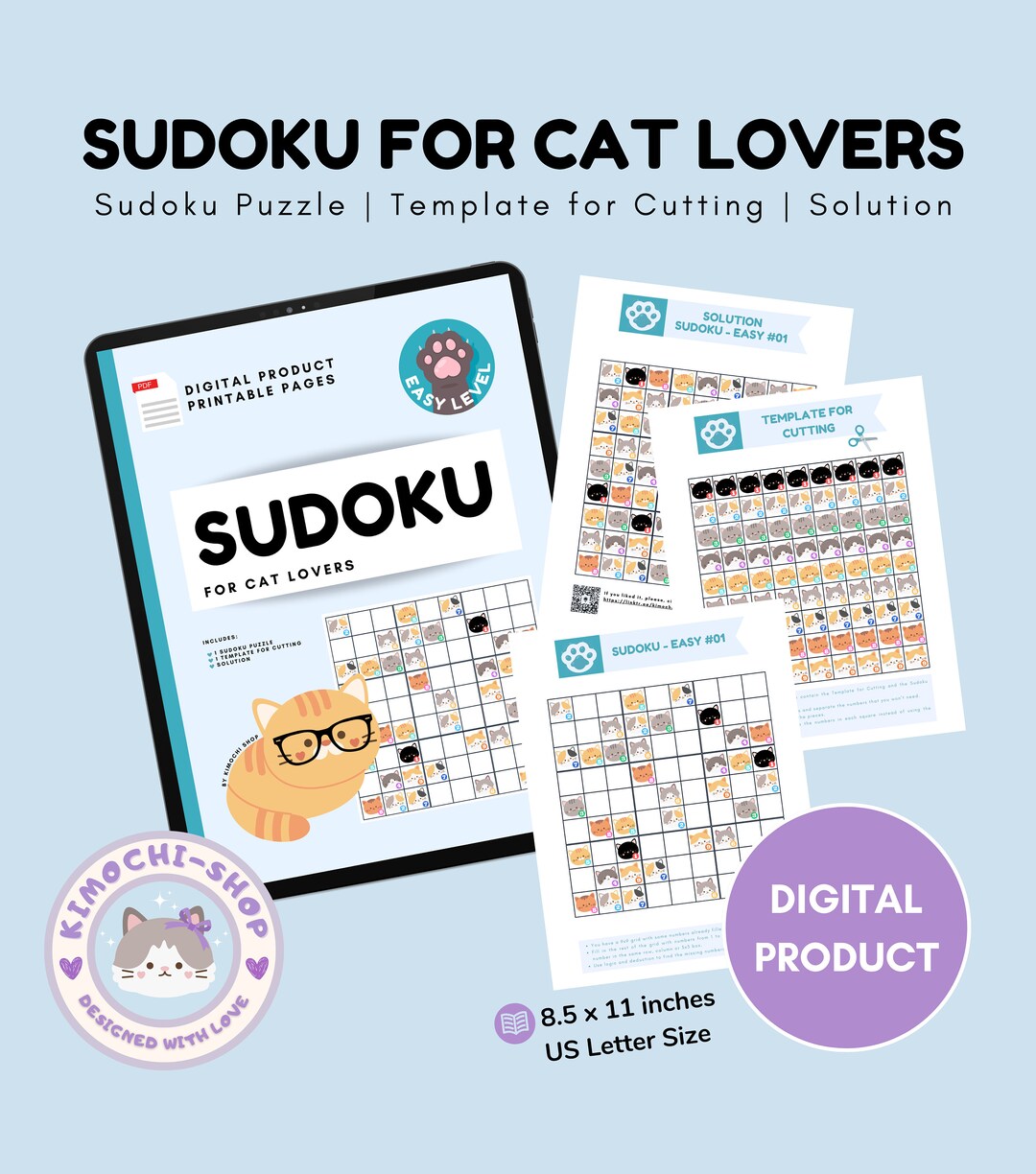 Digital Sudoku for Cat Lovers Printable Puzzle Easy Level - Etsy