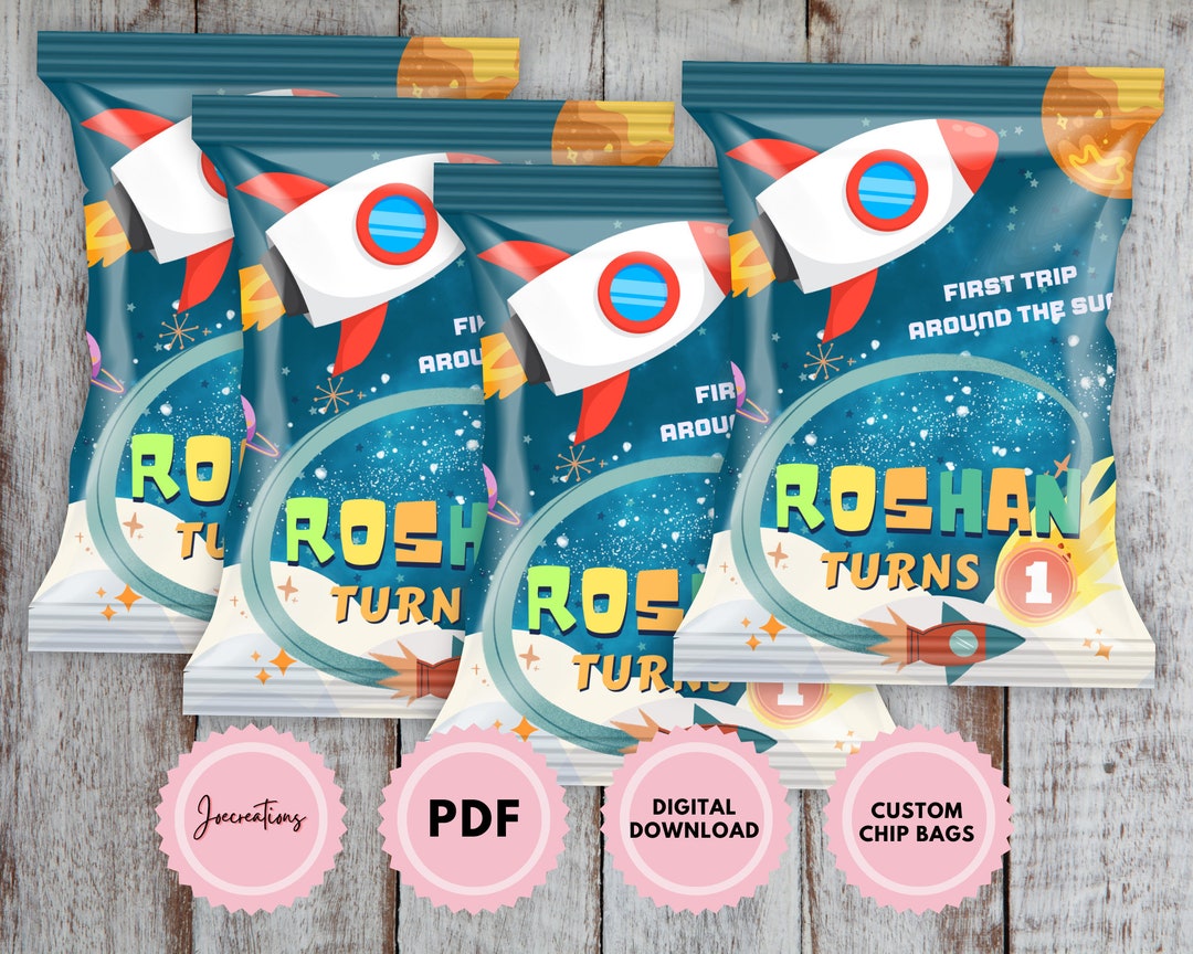 Space Rocket Ship Chip Bag, Space Themed Birthday, Chip Bag, Rocket ...