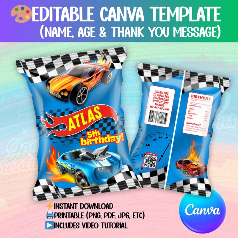 Plantilla de hot wheels para imprimir personalizado - Etsy México