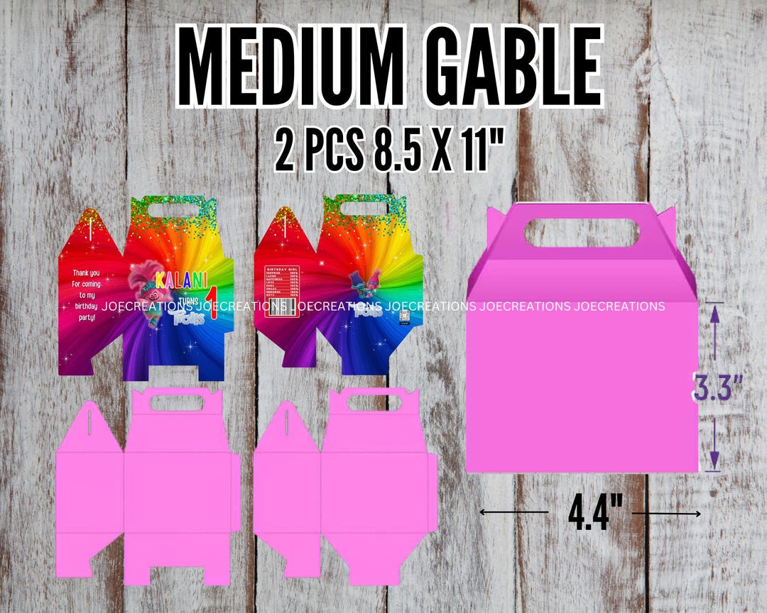 Gable Box Trolls Birthday, Princess Poppy Gable Label, Gable Box Trolls ...