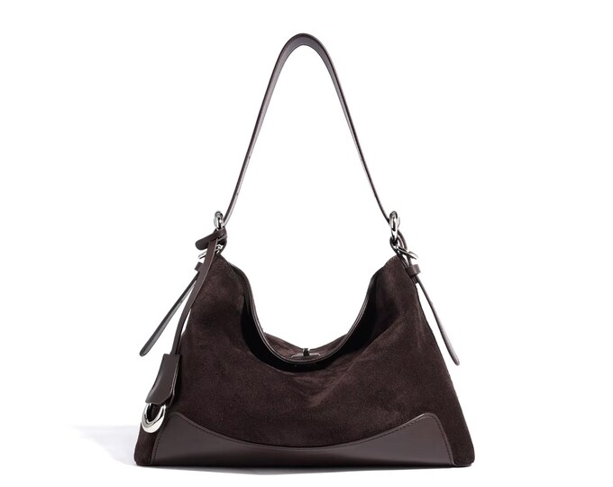 Suede Leather Bag, Suede Handbag, Slouchy Crossbody Bag, Suede Tote Bag ...