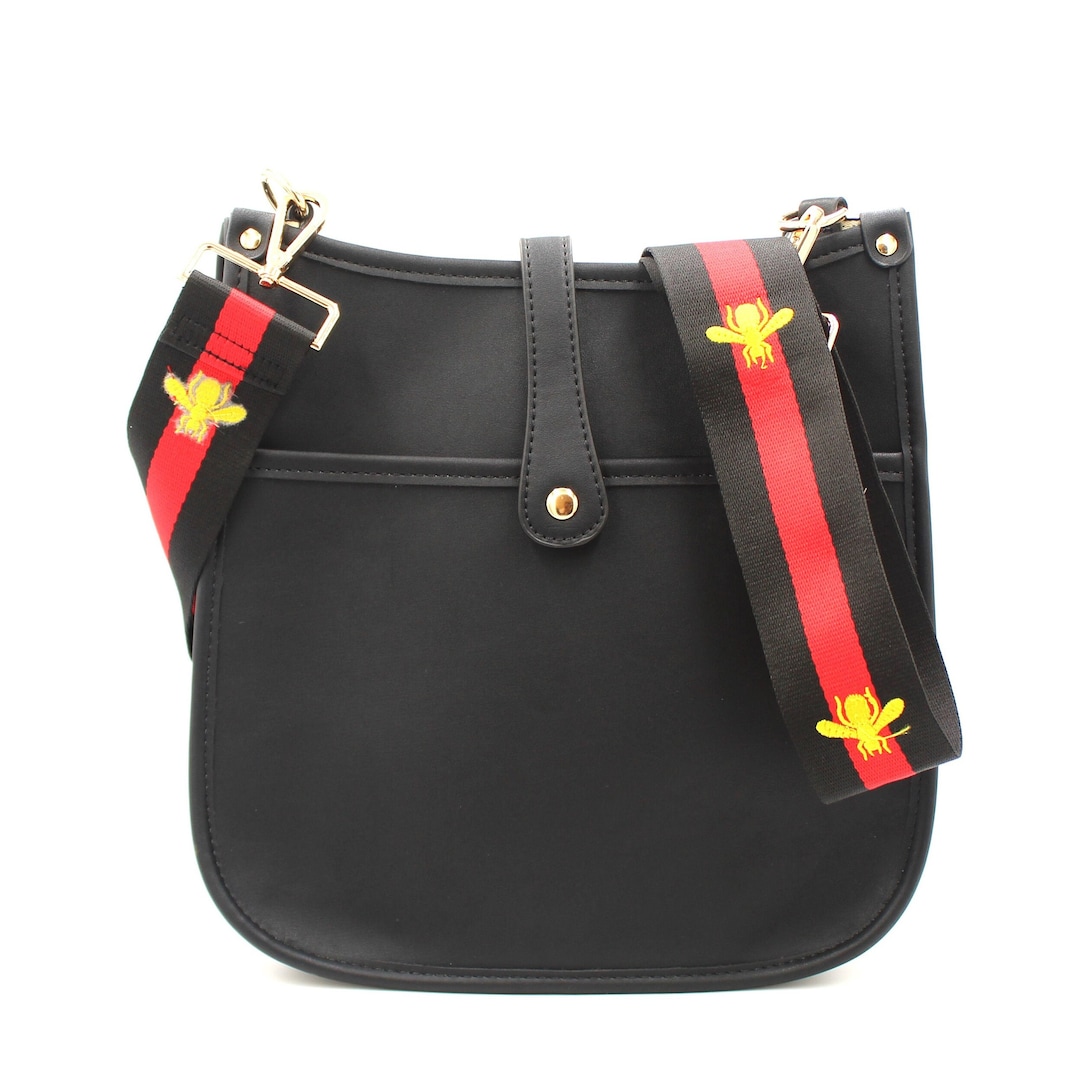 Black Crossbody Bag With Bee Strap: Adjustable Shoulder Bag - Etsy