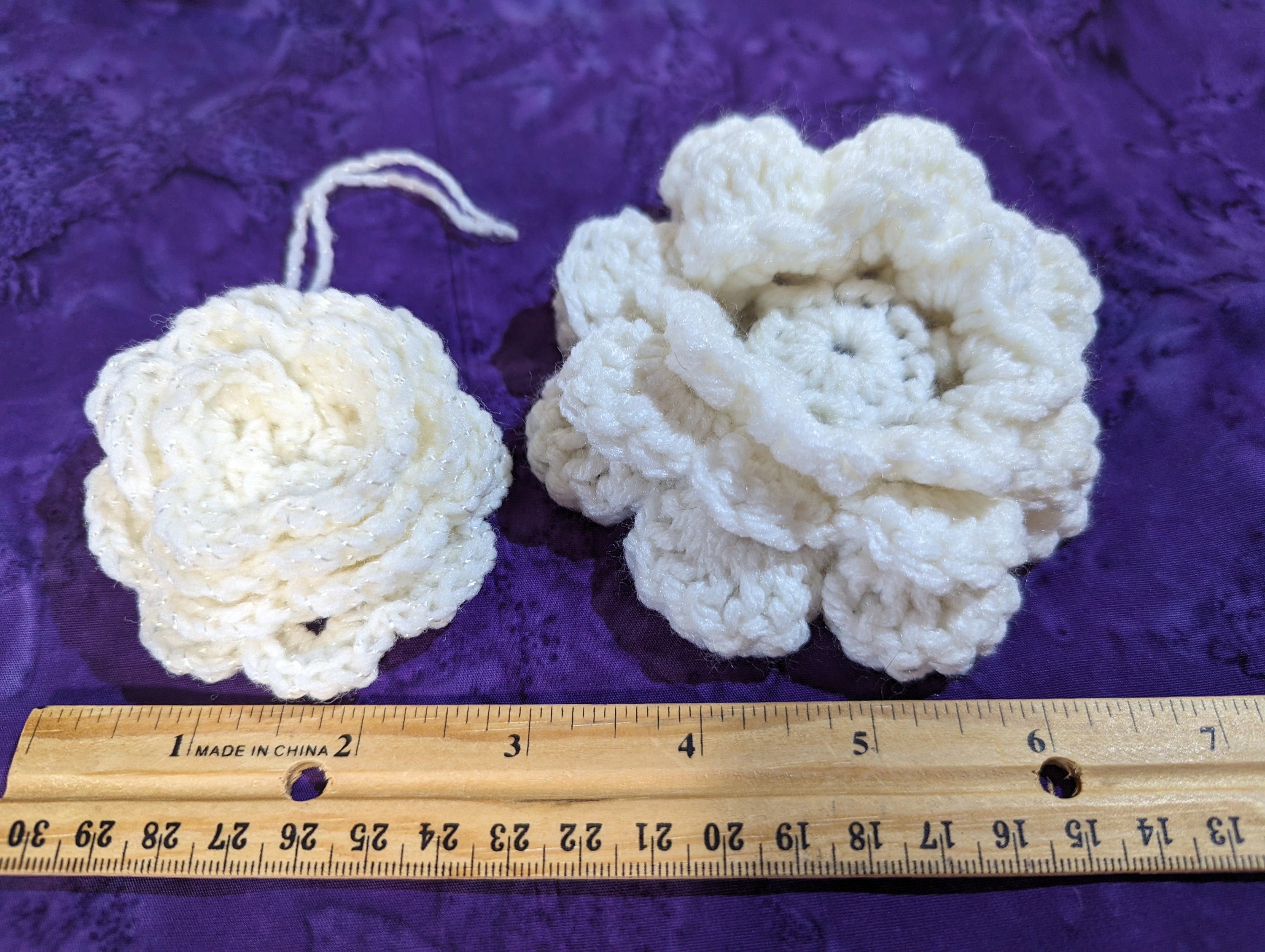 A Pair of 3D Crocheted Flowers for Crafting and Decorating - Etsy