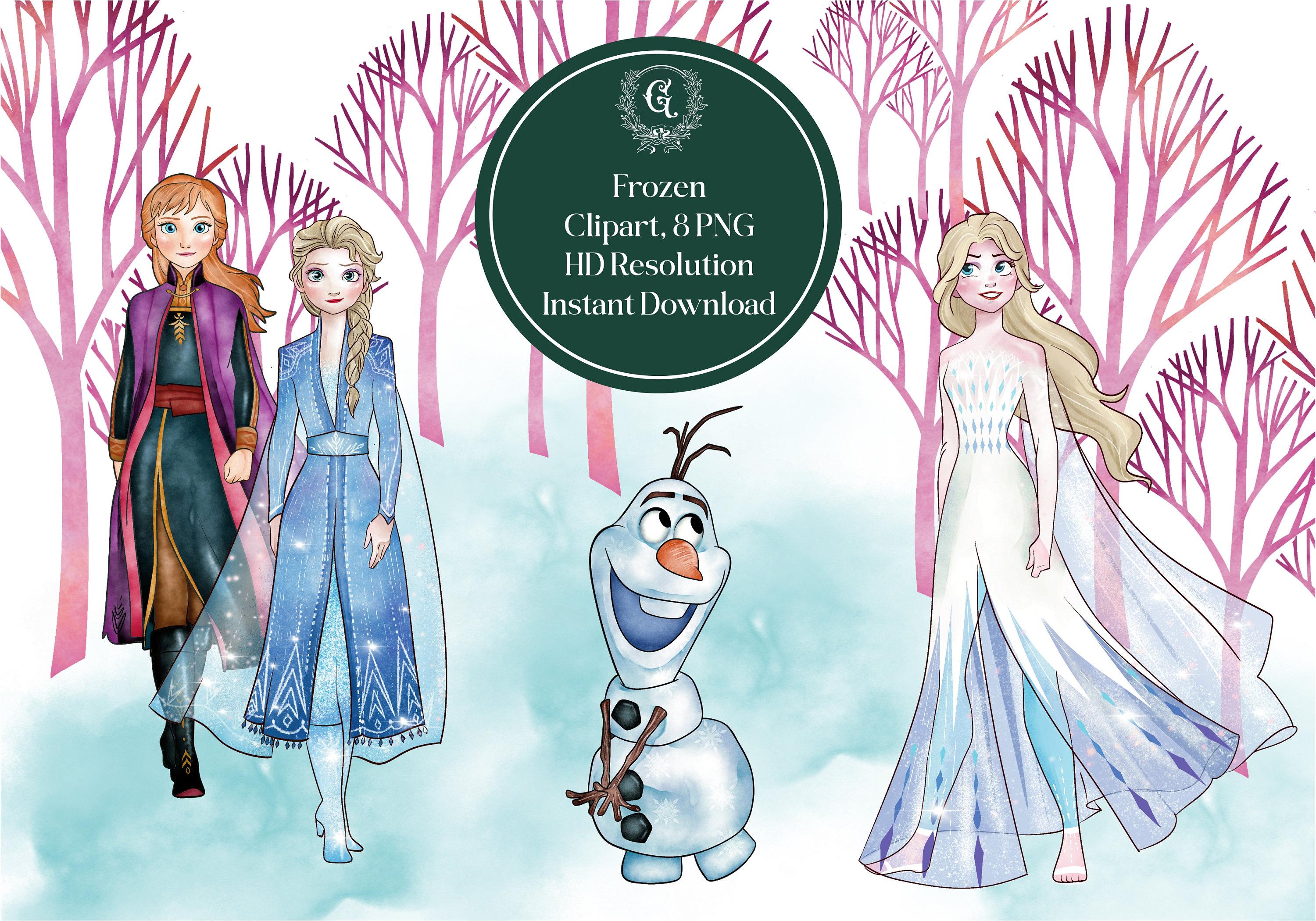 Frozen 2 Watercolor Clipart, PNG HD Resolution - Etsy