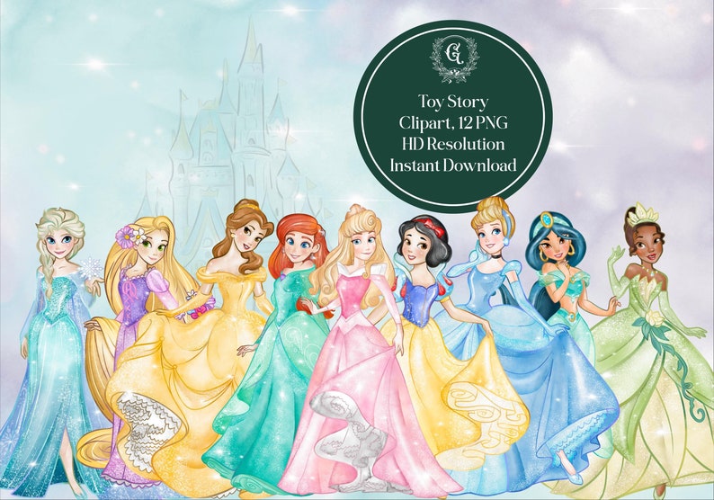 Princesas Disney Acuarela Cliparts, PNG alta resolución - Etsy México