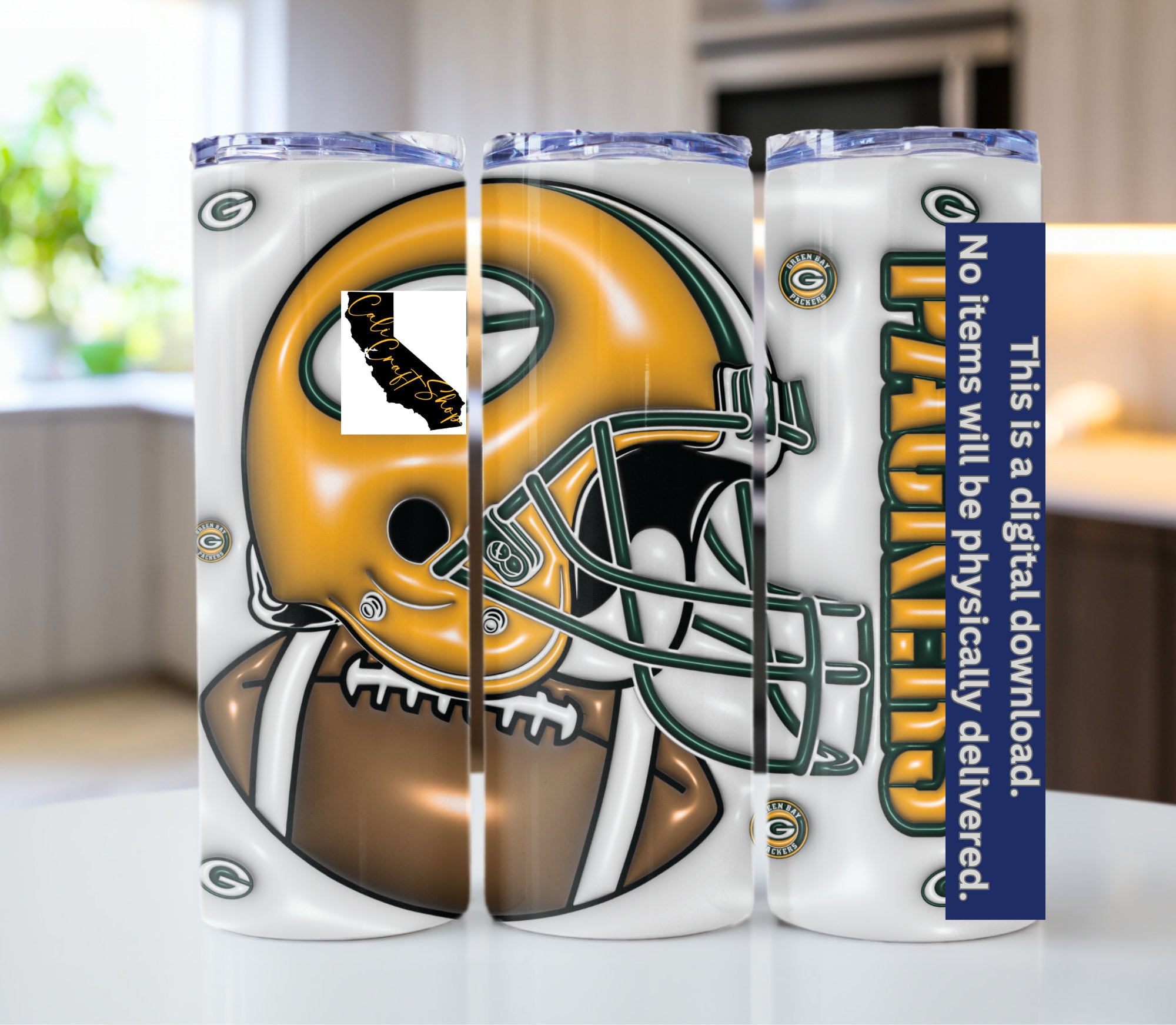 3D Inflated Tumbler Wrap Packers Football 20 Oz Skinny Tumbler Wrap PNG ...
