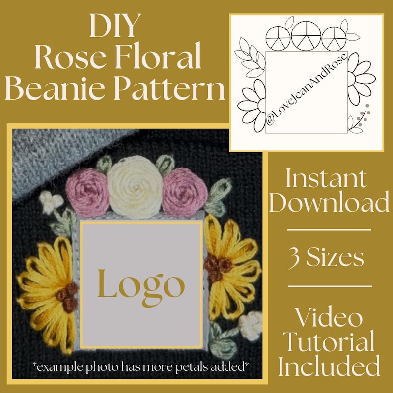 Rose Embroidery Pattern - Etsy