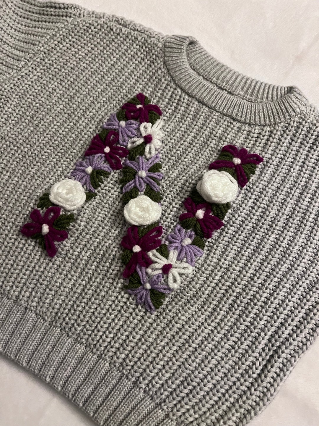 Hand Embroidered Baby Initial Sweater 3mo-5/6 Youth - Etsy