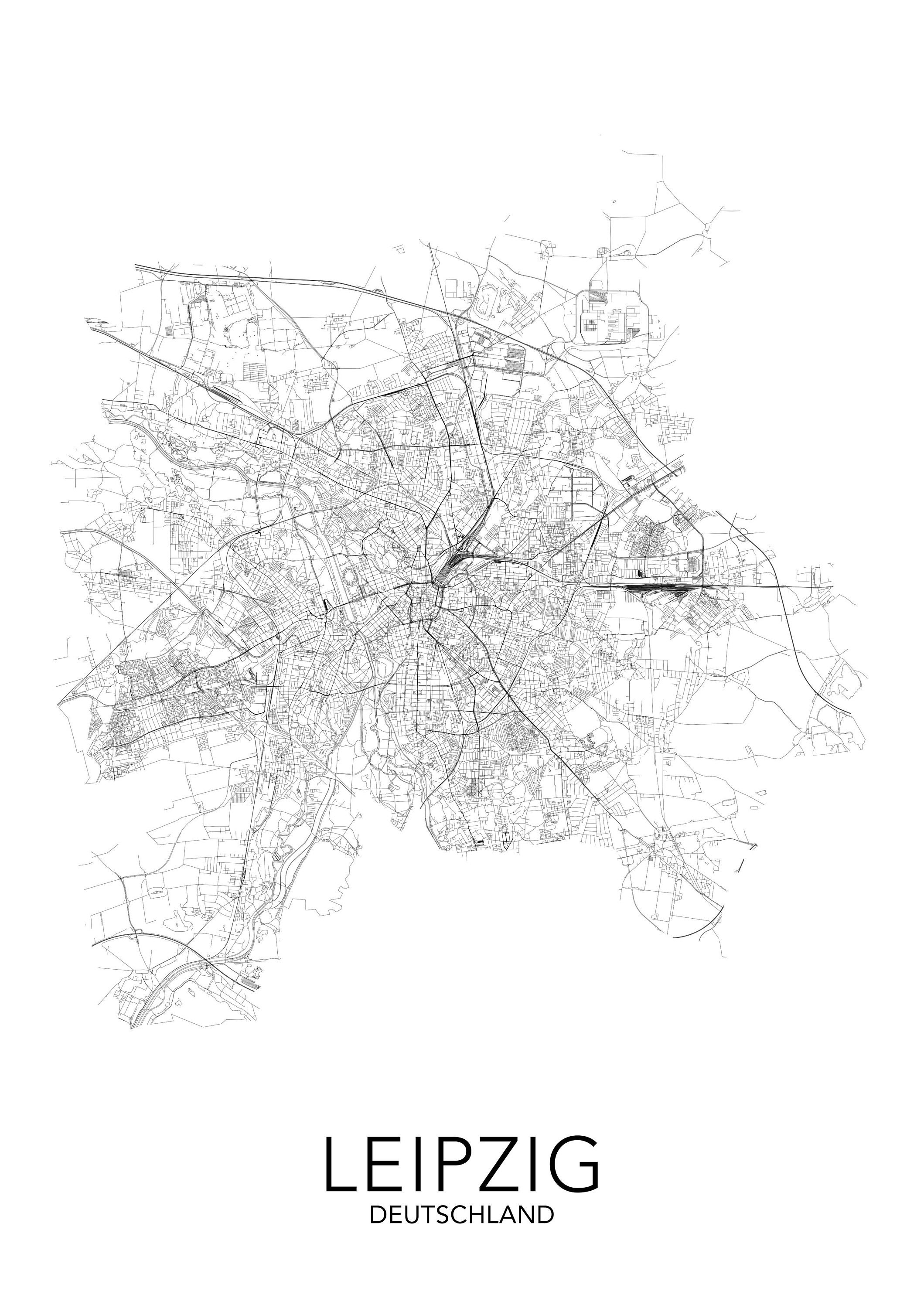 Leipzig Stadt Bild Stadtplan Minimalistisch| Koordinaten Poster ...