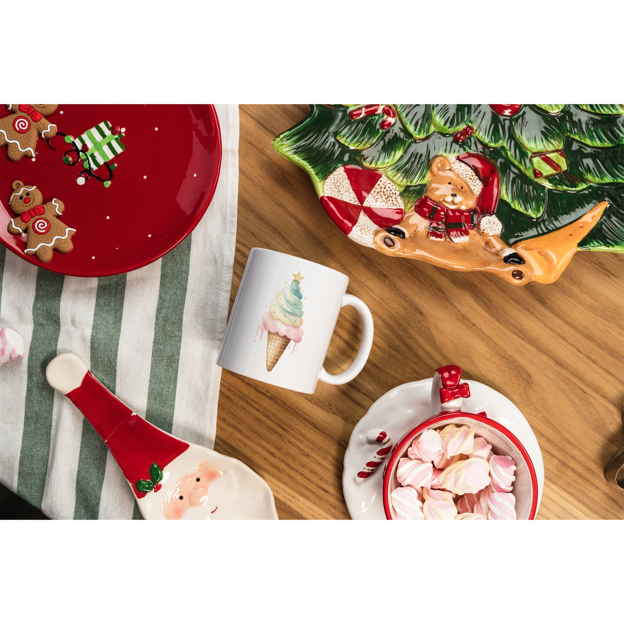 Christmas Ice Cream Cone ,watercolor, Sublimation, Santa Clipart ...