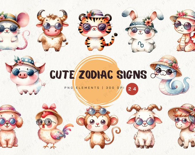 Watercolor Cute Chinese Zodiac Clipart Png, Chinese New Year Zodiac ...