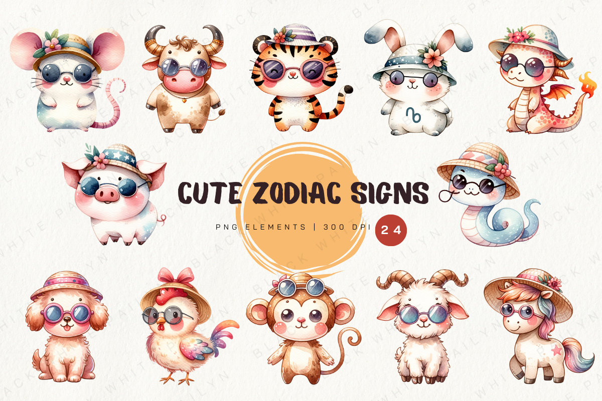 Cute Chinese Zodiac Clipart,zodiac Clipart ,zodiac Png,horoscope ...
