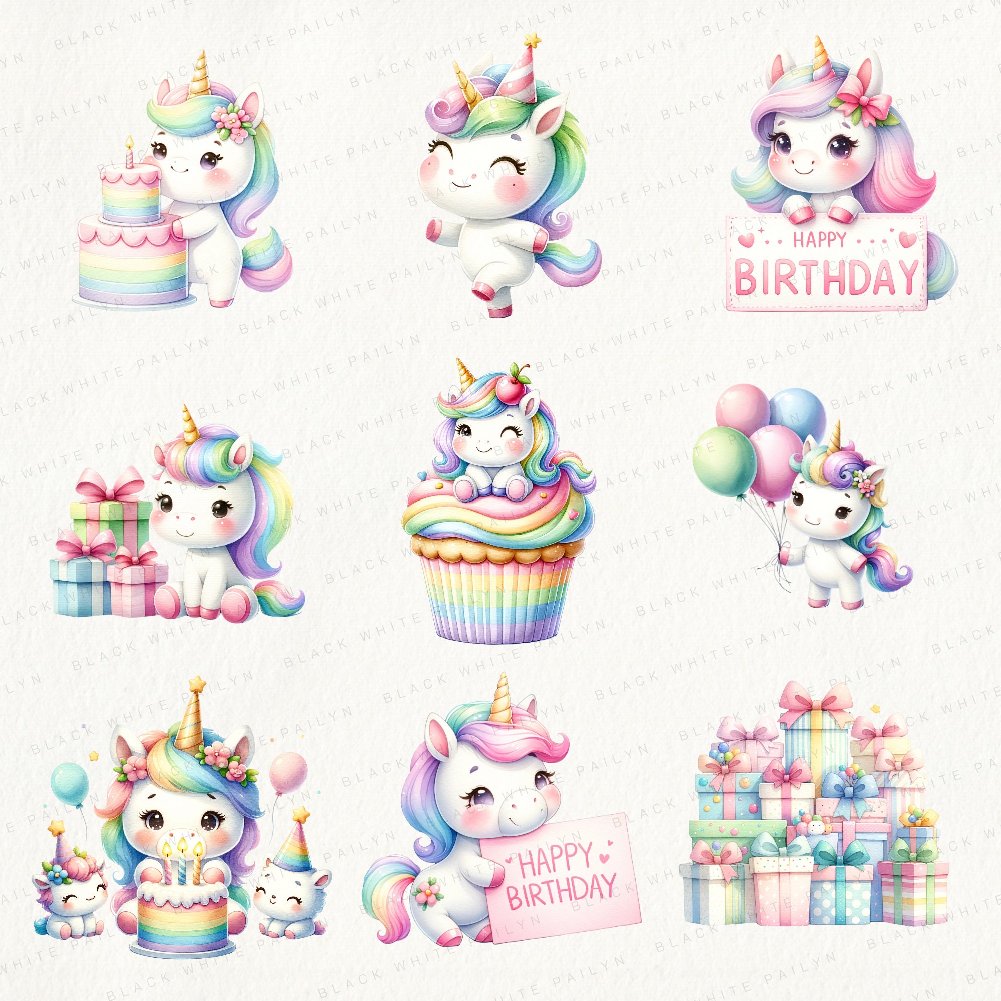 Unicorn Clipart, Unicorn PNG, Unicorn Birthday Clipart,rainbow Unicorn ...