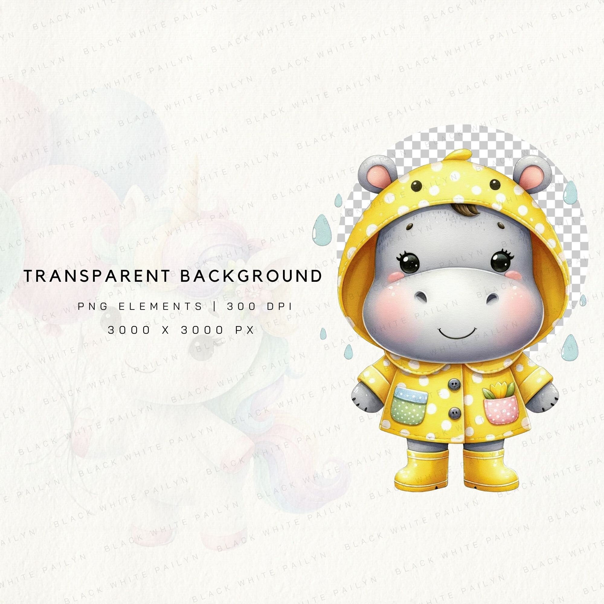 Cute Animal Clipart, Animal PNG, Animal in Raincoat Clipart,rainy Day ...
