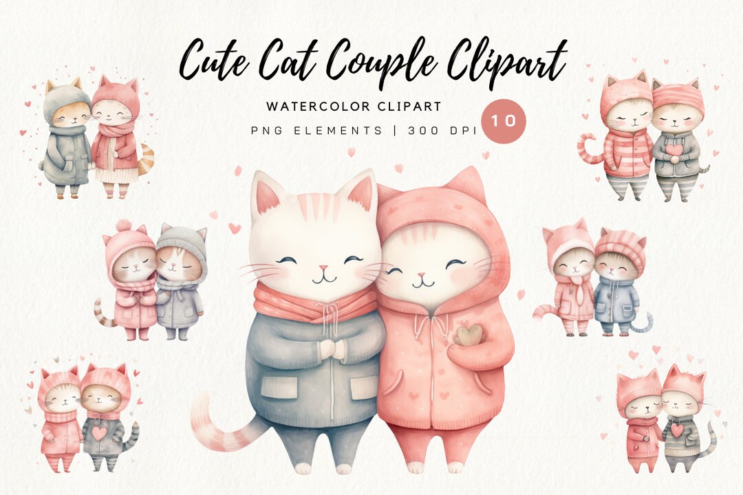 Cute Cat Couple Clipart,cat for Shirt,valentine Clipart Kids,valentine ...
