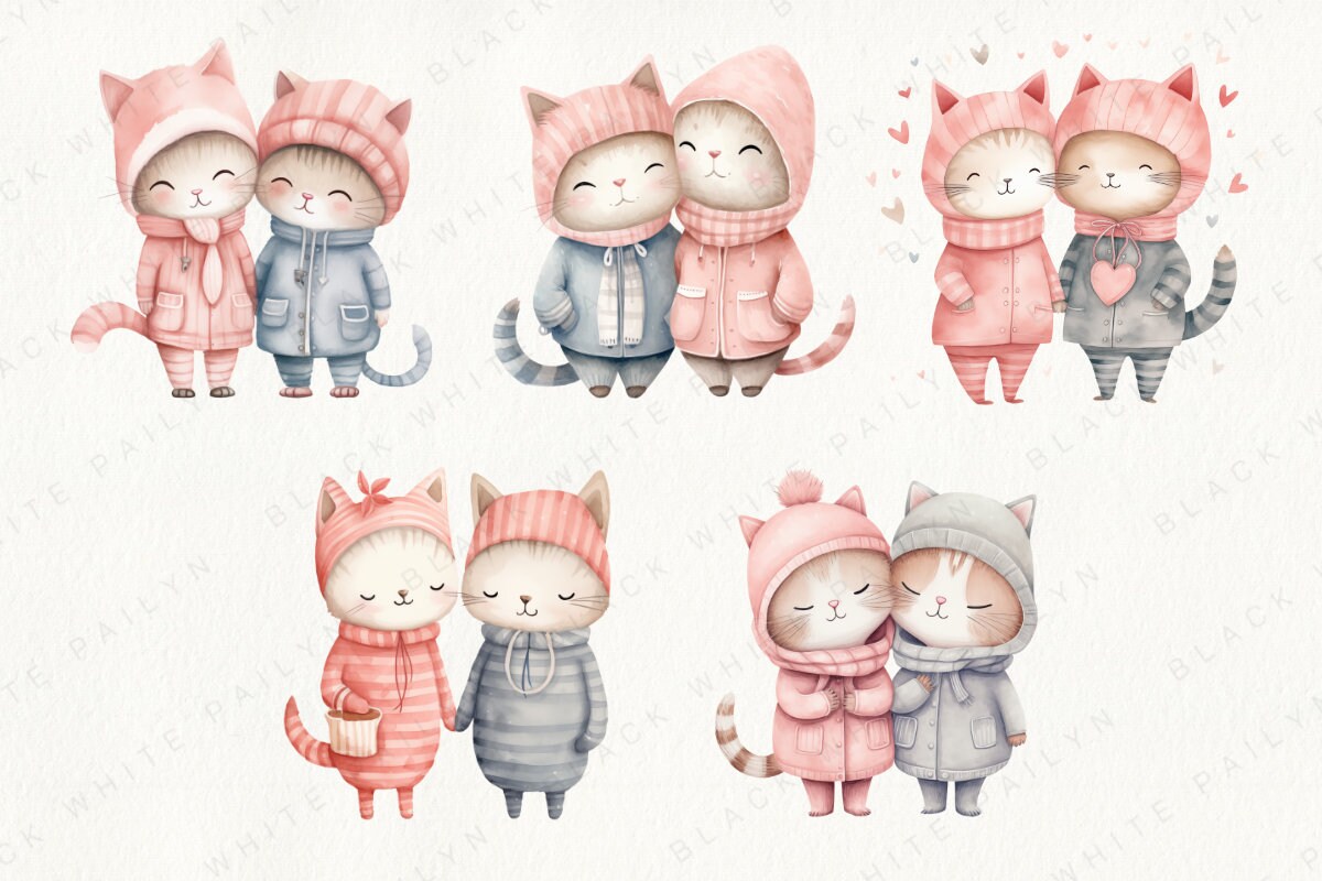 Cute Cat Couple Clipart,cat for Shirt,valentine Clipart Kids,valentine ...
